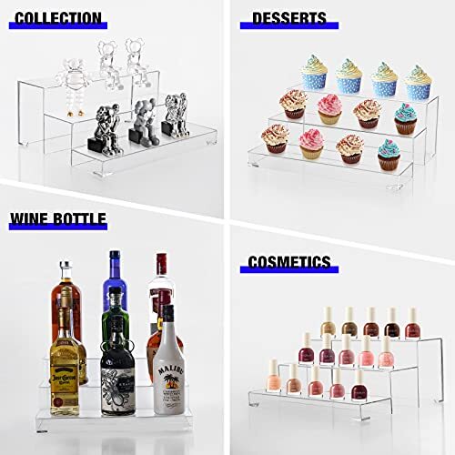 BAR BOTTLE RACK Display Clear Acrylic Stand Riser 3-Tier 15x6x12 Inch ...
