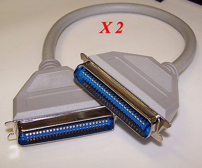 Lot 2 SCSI cable 50 Pin Centronics m m 18 Inches long 38 wires. Beige ...
