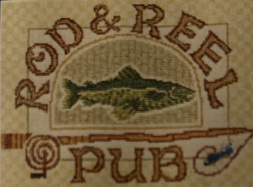 VTG Janlynn Rod N Reel Pub Fly Fishing Counted Cross Stitch Kit Trout ...