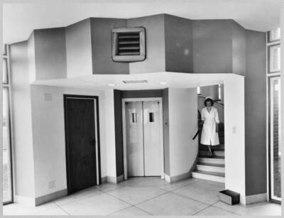 The ground floor entrance to the new administration building at Sh ...