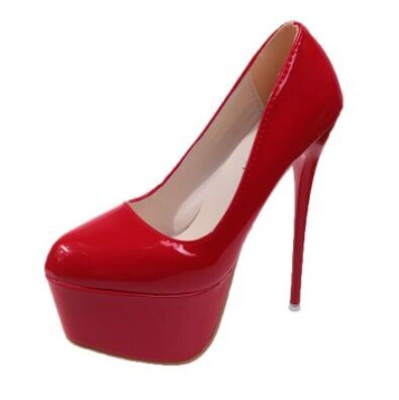 Women Patent Leather Platform Pumps Sexy 16cm Thin High Heels Party ...