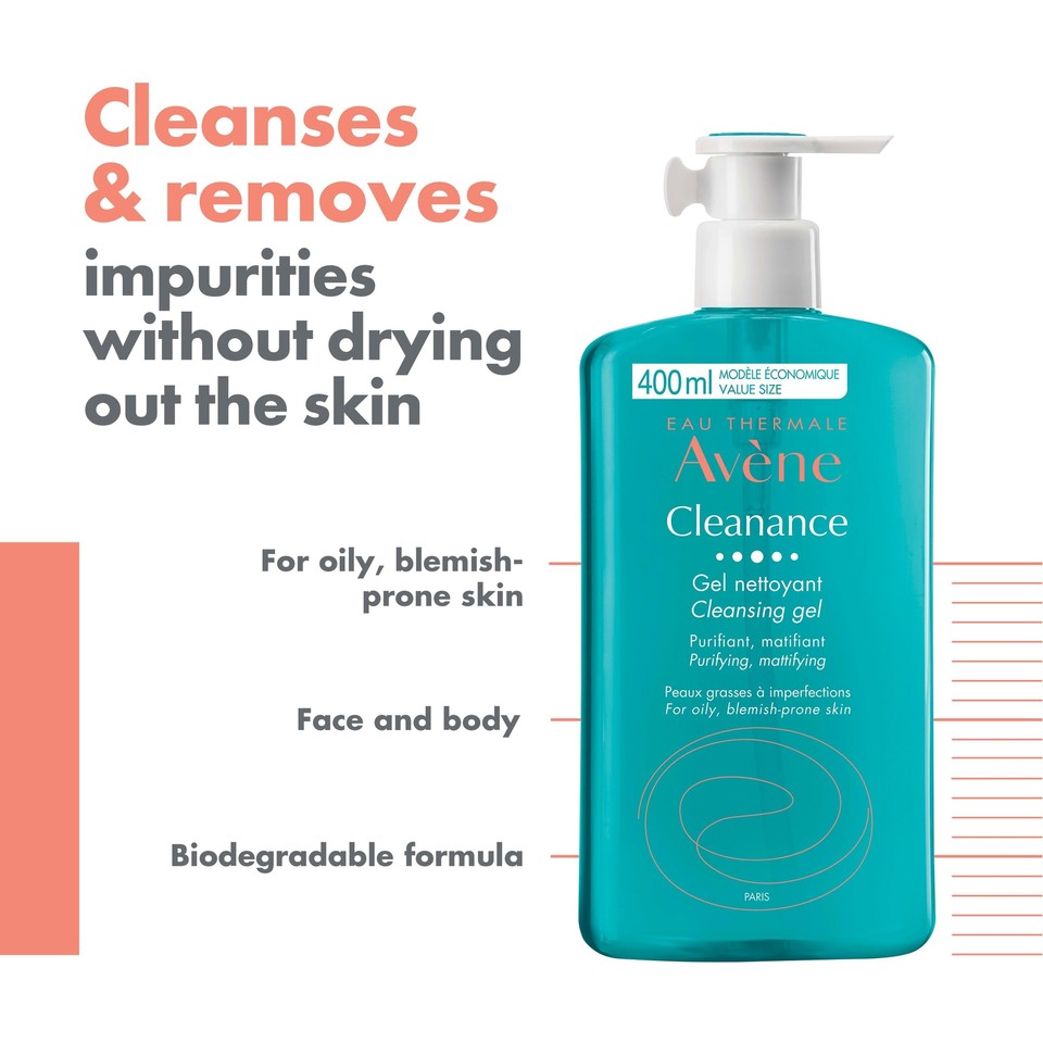 Avène Cleanance Cleansing Gel Cleanser for Blemish-prone Skin 400 ml ...