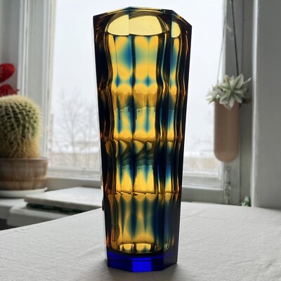 Hoffman Faceted Art Glass Crystal Vase Art Deco Geometric Cubism | eBay