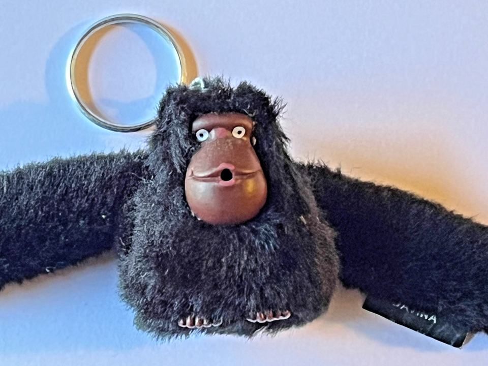 Kipling Monkey Keychain Ring Fob Charm Black Brn white Eyes "Thumb ...