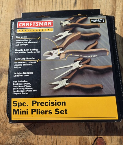 NOS Craftsman Professional 5pc Mini Precision Pliers Set 45671 Nipper ...