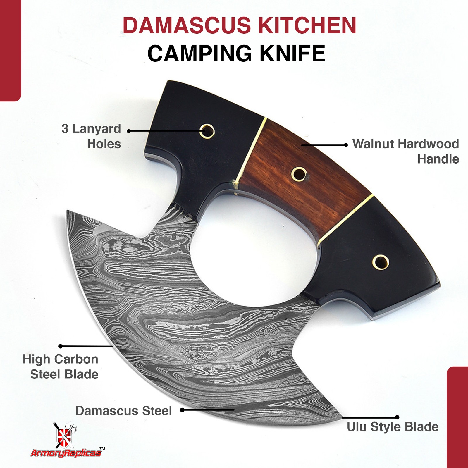 Hand-Forged Professional Alaskan Ulu Knife | Damascus Steel Pizza ...