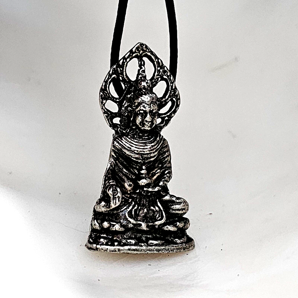Medicine Buddha Necklace Pendant Indian God Cord Lace Amida Buddha ...