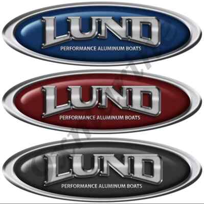 LUND Name Plate Oval Vinyl Decal Boat Stickers 2 PC Set, 10"x 3.5", 3 ...