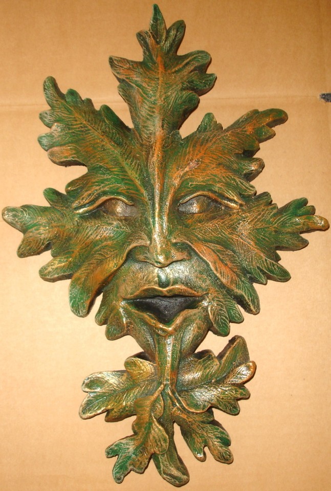 Oak Leaf Green Man Wall Sculpture Home Garden Decor 16" | eBay