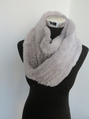 100% real rex rabbit fur scarves/ collar / fur neck women wraps /gray ...