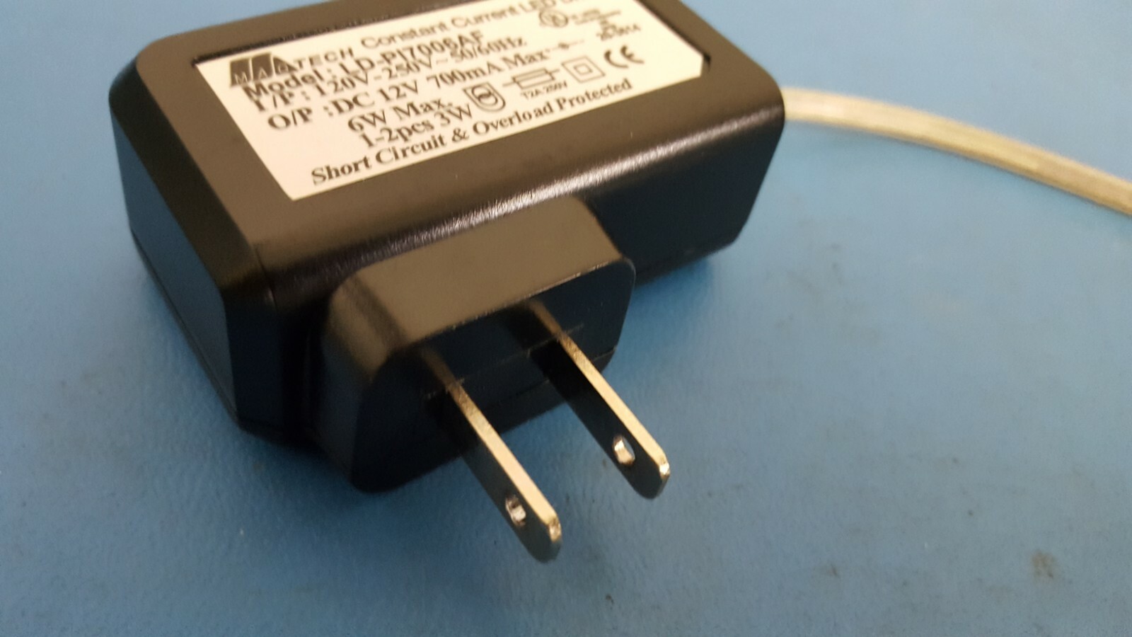 LED Driver, Plug-In Electronic Trans LD-PI7006AF, 6W 12VDC Output 700mA ...