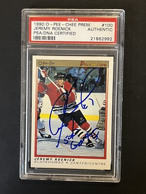 1990 O-Pee-Chee PREMIER #100 JEREMY ROENICK Signed Rookie PSA/DNA Auto ...