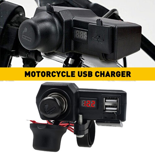 Waterproof Motorcycle Handlebar USB Dual Phone Charger Cigarette ...