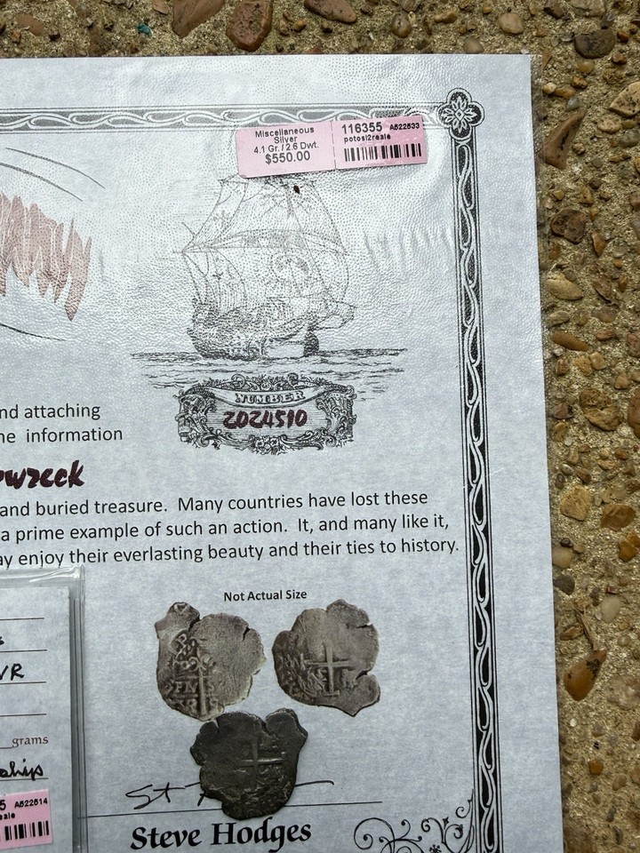 Spanish 1715 Treasure Fleet Shipwreck Artifact Silver Cob Coin Potosi ...