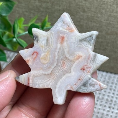 Crazy Mexican Lace stone Carved Maple leaf Polished original specimen ...