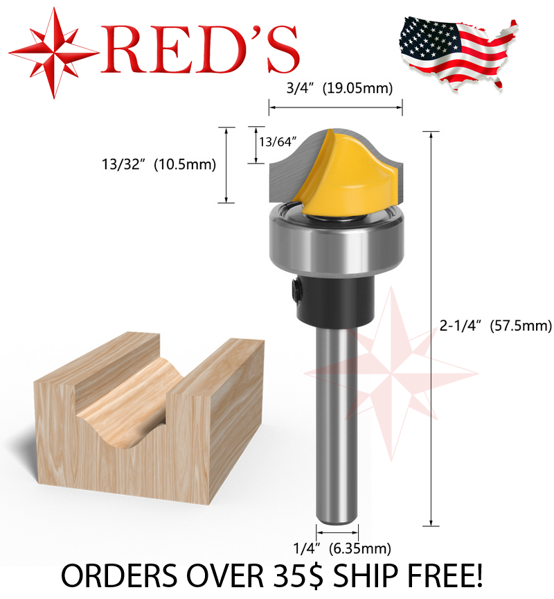 REDS Y75095-4 - 3/4" Faux Panel Ogee Groove w/bearing Router Bit 1/4 ...