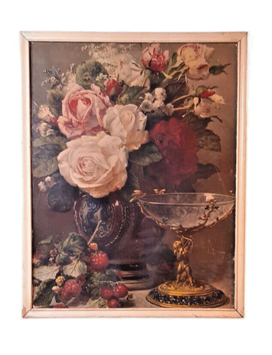 Vintage Floral Art Print Jean Baptiste Robie Still Life Cupid's Goblet ...