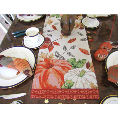 Fall Autumn Thanksgiving Tapestry Table Runner | eBay