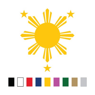 PHILIPPINE SUN AND THREE STARS of the Filipino Flag | Decal Vinyl ...