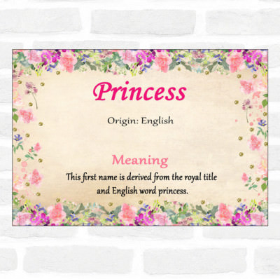 Princess Name Meaning Floral Certificate | eBay UK