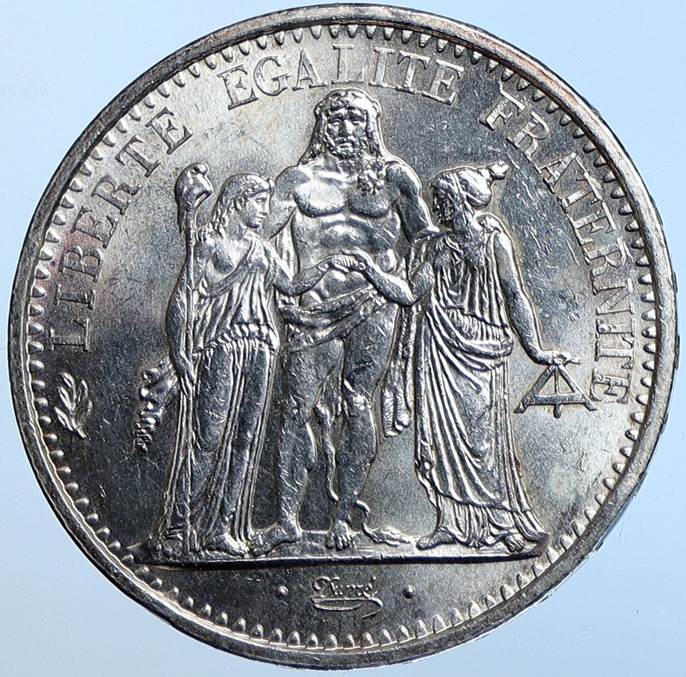 1965 FRANCE HERCULES Liberte Motto VINTAGE Silver 10 FRANCS French Coin ...