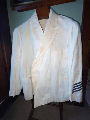 VTG 40s WWII WHITE DENIM US NAVY OFFICER DOUBLE BREASTED UNIFORM DRESS ...