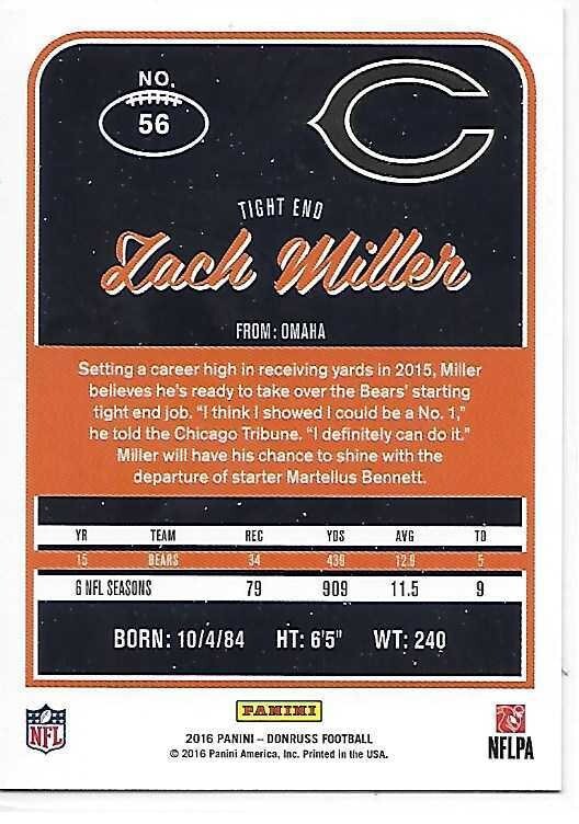 2016 Donruss Football Press Proofs Gold Zach Miller 30/50 Bears | eBay
