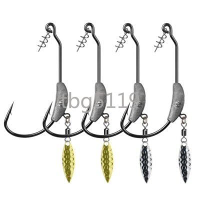 10 Pack Offset Hook Jig Heads Swimbait Spinner Blades Weighted Fishing Hooks | eBay