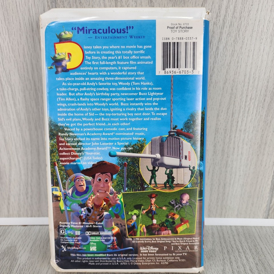 Toy Story VHS 1996 Walt Disney Pixar Collectible Animation Family Movie ...