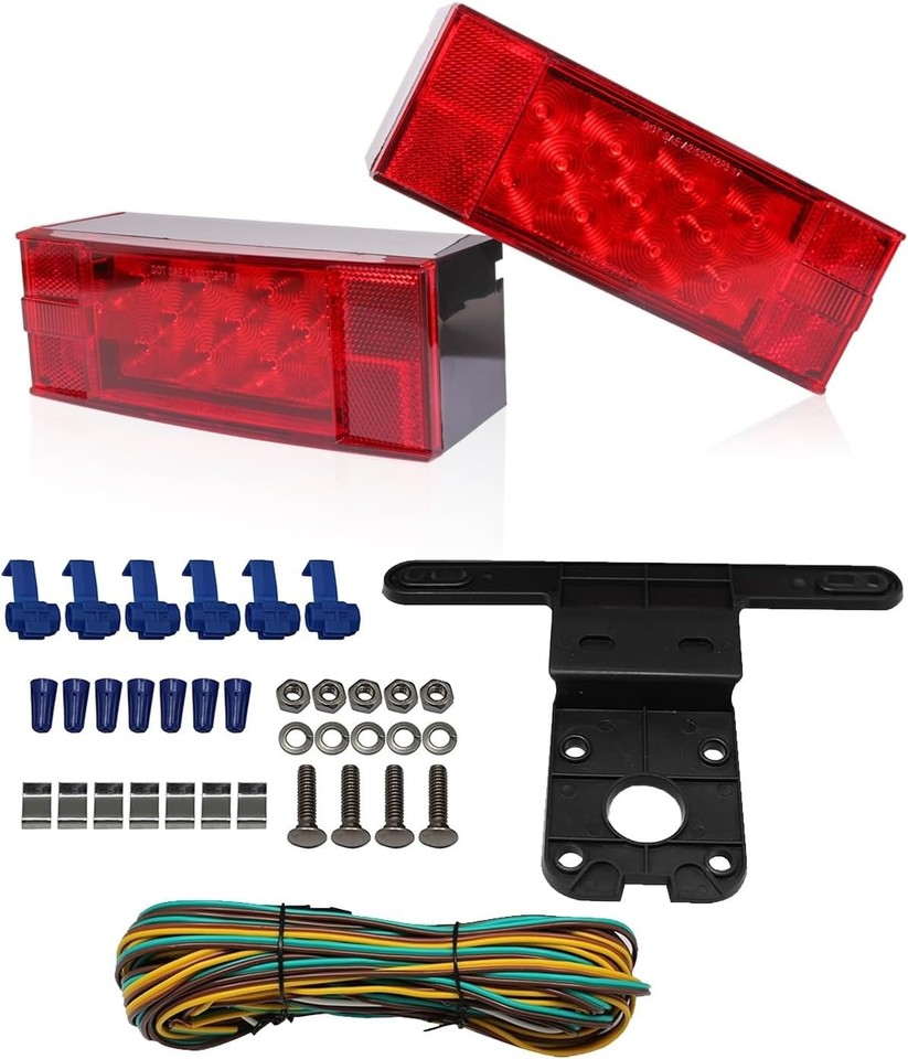 12V LED Submersible Rectangular Trailer Light Kit - Waterproof & DOT ...