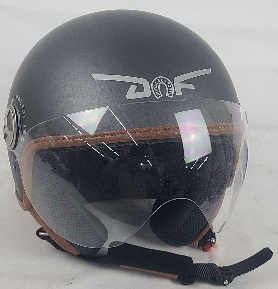 Duraleu 1950 Italian Motorcycle Helmet With Visor S/53 Matte Gray ...