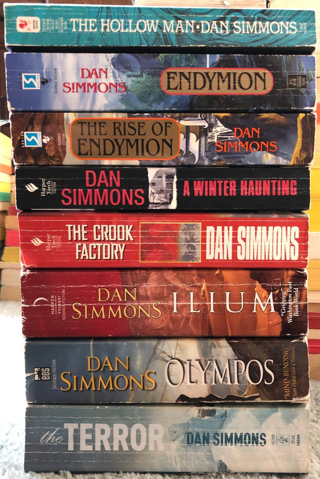 Dan Simmons books, lot of 8, Endymion, The Terror, The Crook Factory ...