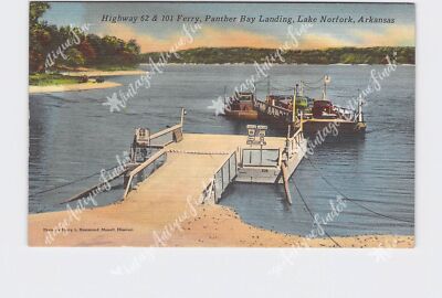 PPC Postcard AR Arkansas Lake Norfork Hwy 62 & 101 Ferry Panther Bay ...