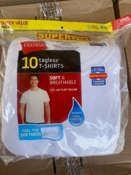 Hanes Men's Tagless T-Shirt 10 Pack 2XL - White (2135Z0) for sale ...