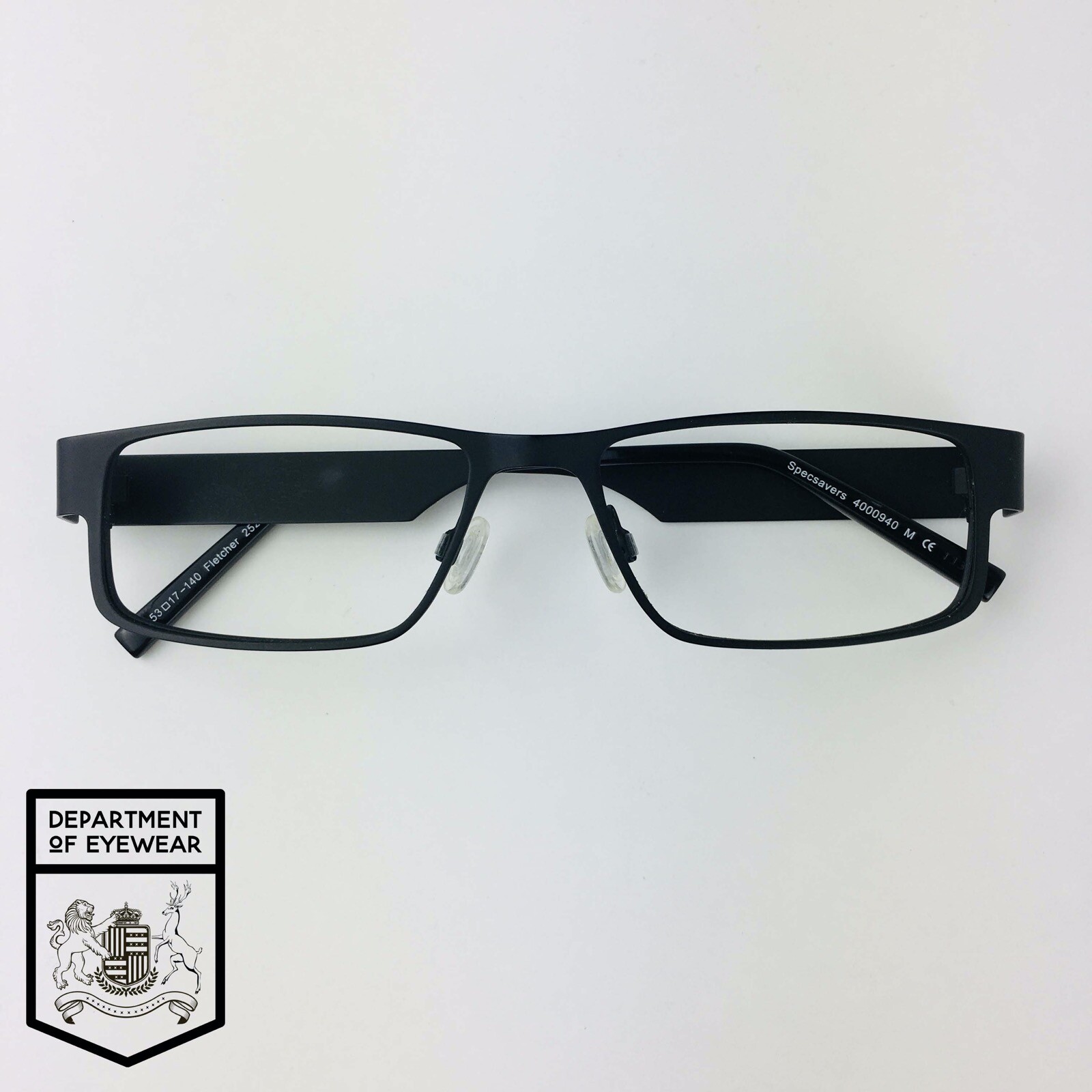 SPECSAVERS eyeglasses MATT BLACK RECTANGLE glasses frame MOD: FLETCHER ...