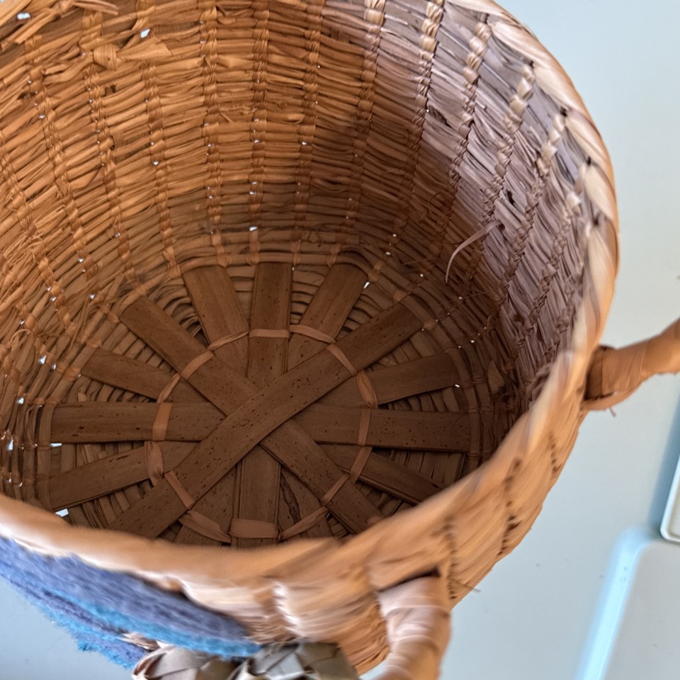 Vintage Raffia Straw Woven Basket Handbag Small Bag Purse 3D Flowers | eBay