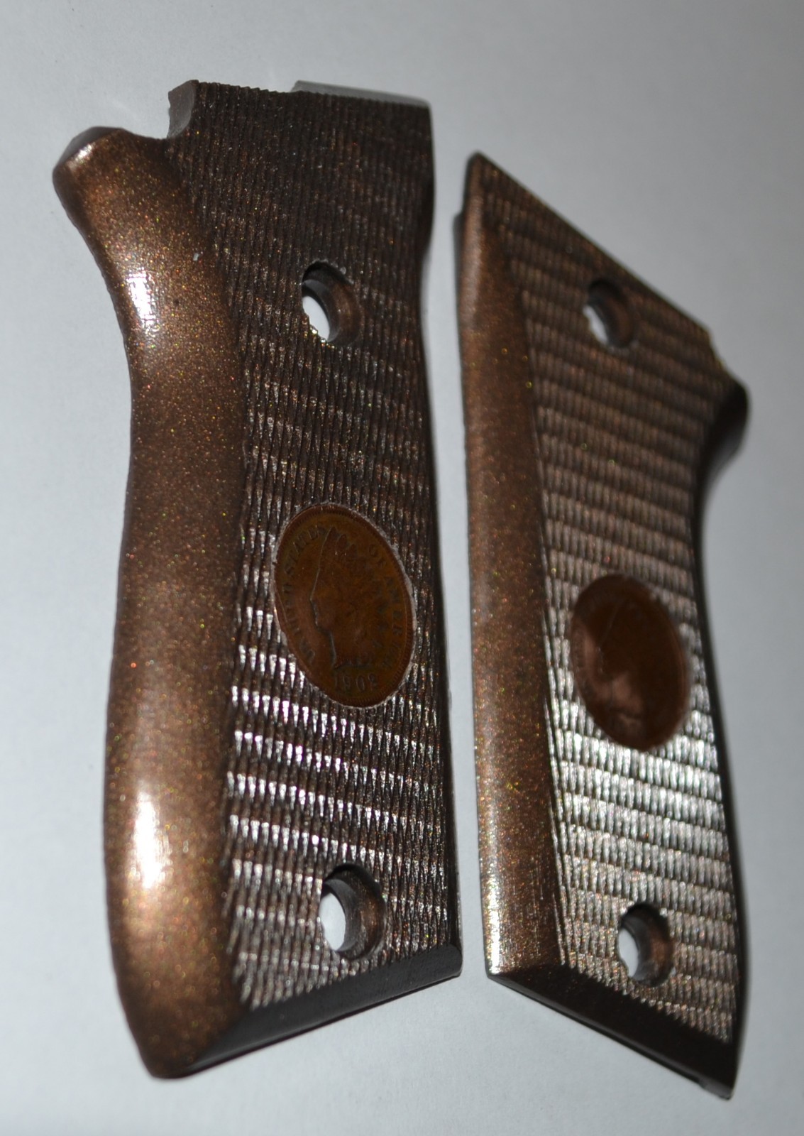 Taurus PT58, PT92 compact non-decocker grips dark brown plastic +Indian ...