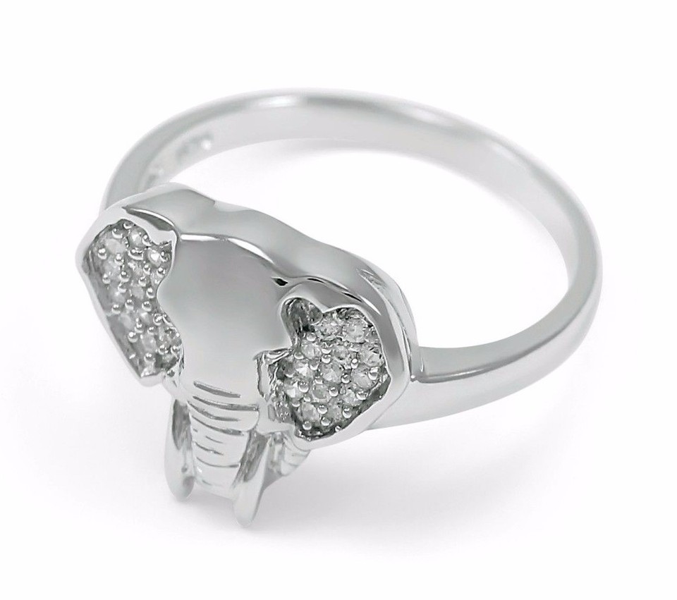 Sterling Silver Elephant Ring with CZs / Elephant Gifts / Elephant ...