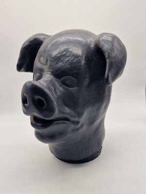 Black Latex Pig Hood Rubber Fetish Full Head Bondage Mask Zipper | eBay
