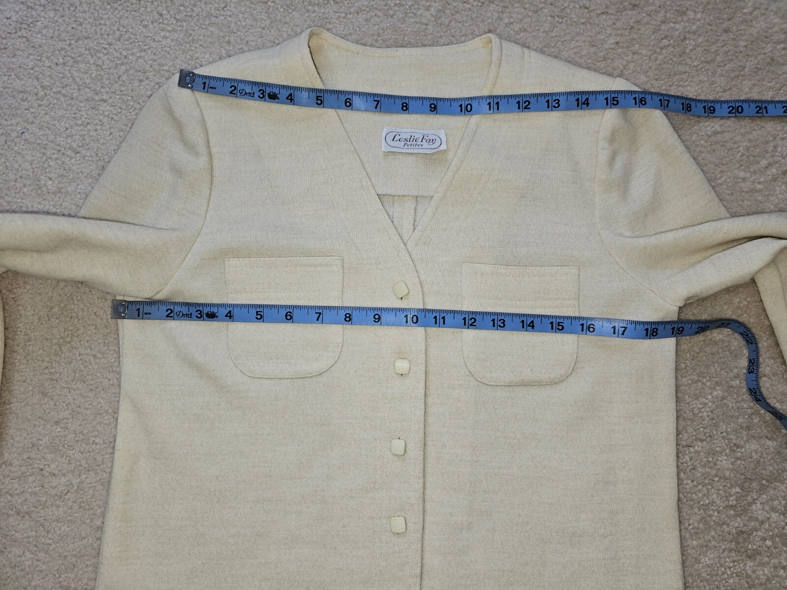 Vintage Leslie Fay Petite Cream Woolite Knit 2 Pc Skirt Suit Sz. 12 Fit ...