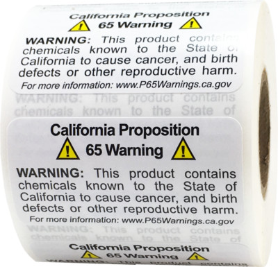 California Proposition 65 Warning Labels 1 x 2 Inch Rectangle 500 ...