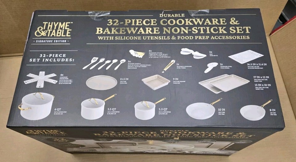 Thyme & Table 32 Piece Cookware Bakeware Non-Stick Set Sand Pots and ...