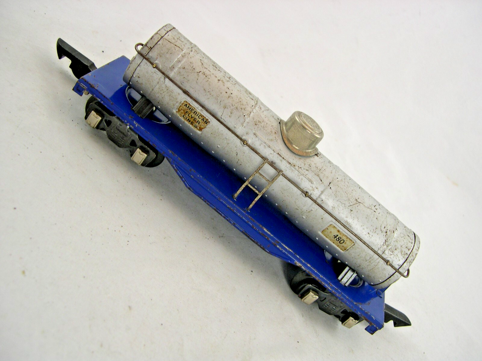 Prewar American Flyer O Gauge #480 Eight Wheel Silver-Blue Tank Car VG ...
