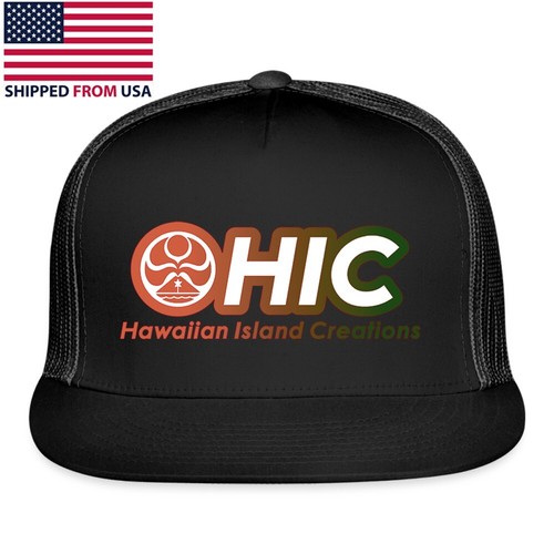 HIC Hawaiian Island Creations Logo Black Adjustable Trucker Hat Cap ...