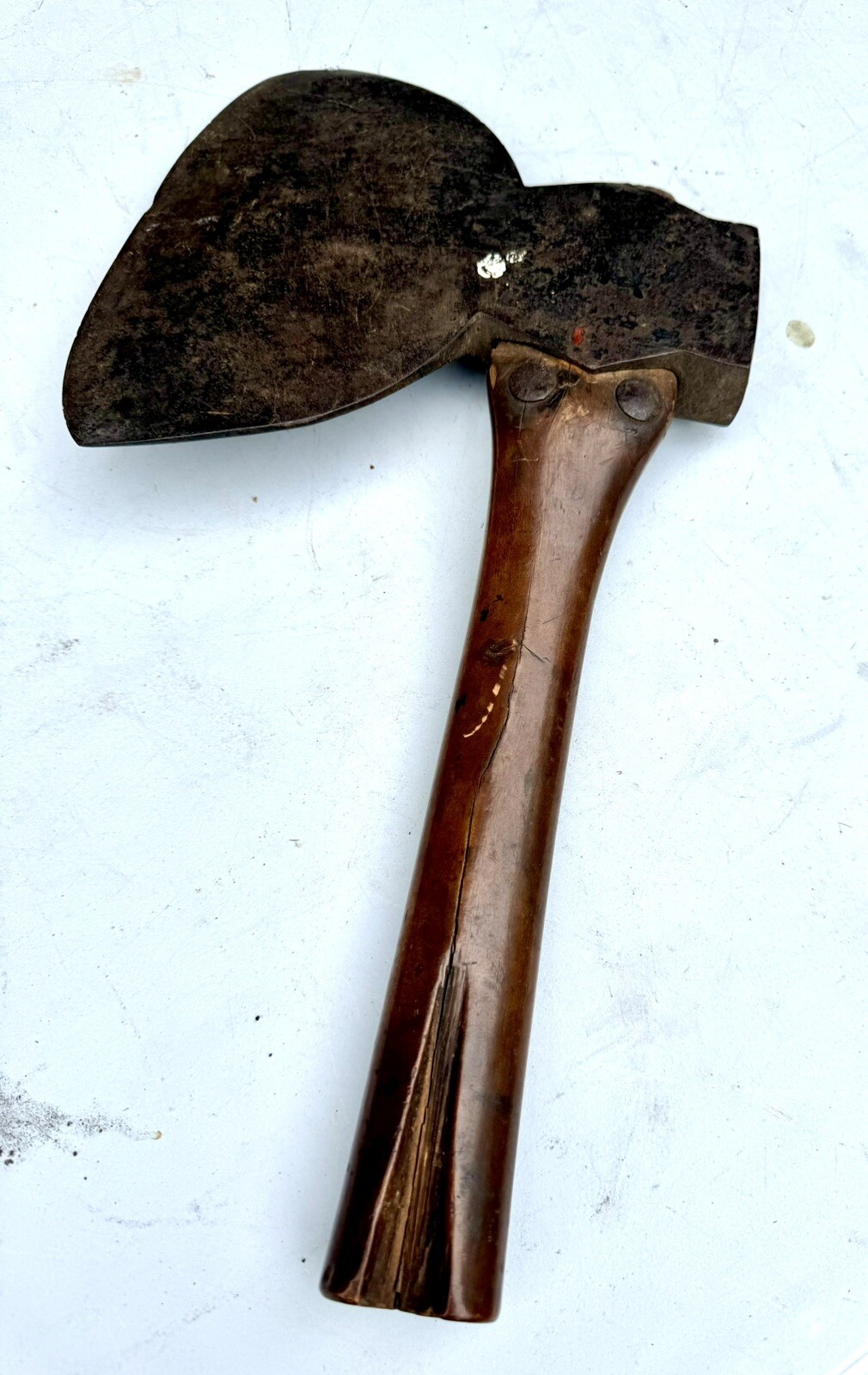 Antique Broad Hewing Axe Original Curved Handle Primitive Log Cabin ...