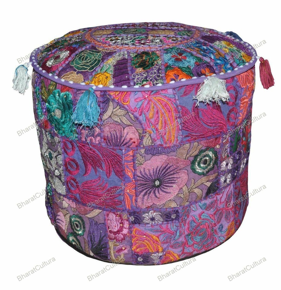 Indian Floral Pouf Ottoman Foot Stool Decor Poof Bed Room Floor Pillow ...