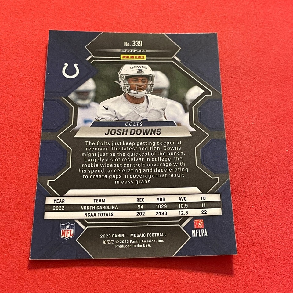 Josh Downs .. ROOKIE .. Indianapolis Colts .. 2023 Mosaic PRIZM Card ...