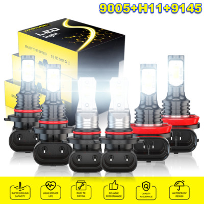 For Acura MDX 2004 to 2006 Combo LED Headlight Hi/Lo+Fog Light bulb Kit ...