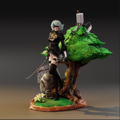 2B Nier Automata 3D Printed 12K Figure Statue Resin Model Kit ...