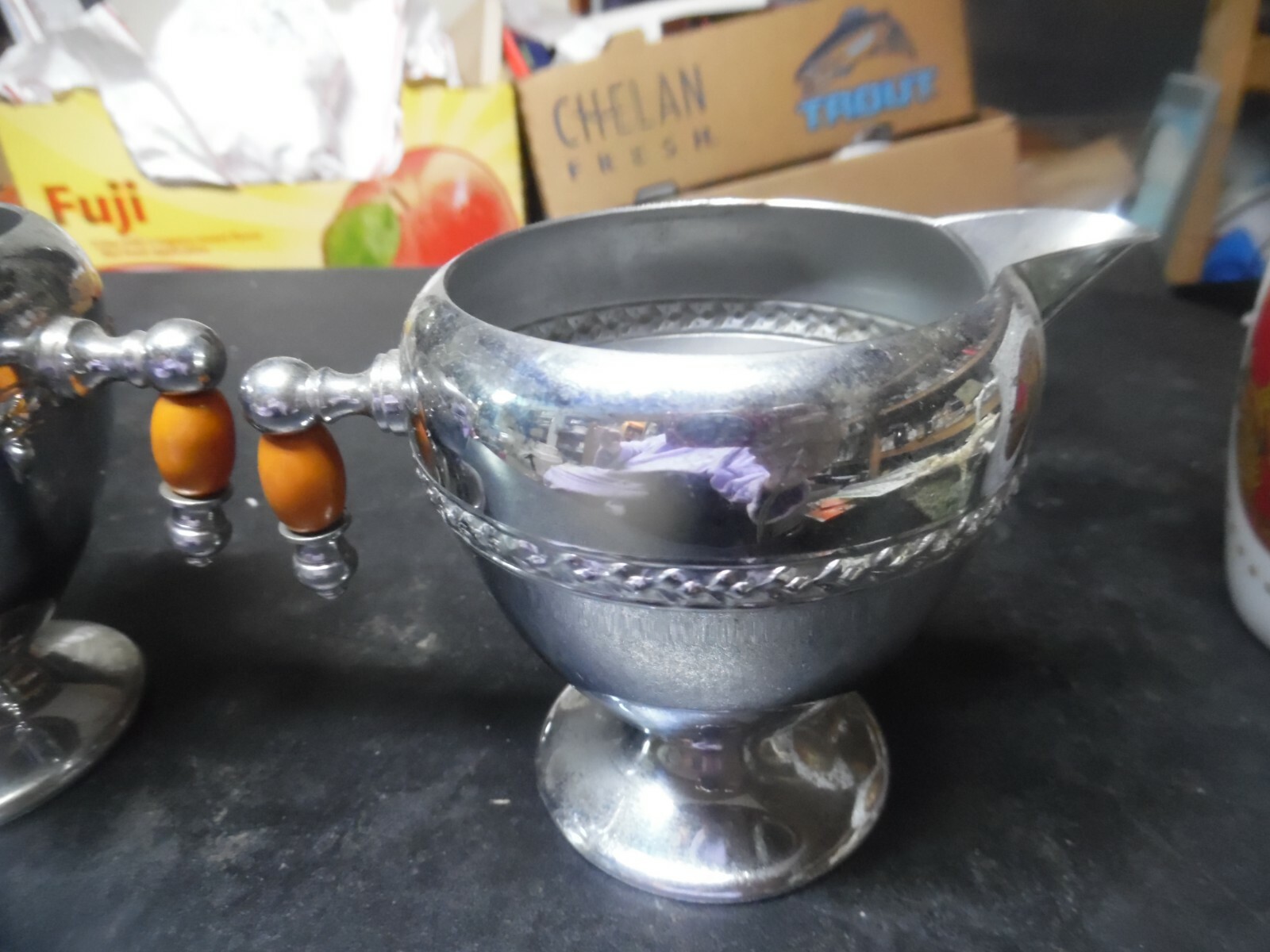 Vintage Keystone ware Keystoneware Chrome plate sugar bowl & creamer ...